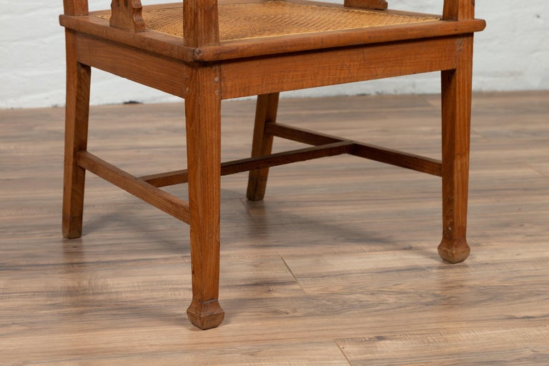 Dutch Colonial Javanese Teak Armchair with Rattan and Triglyph Inspired ...