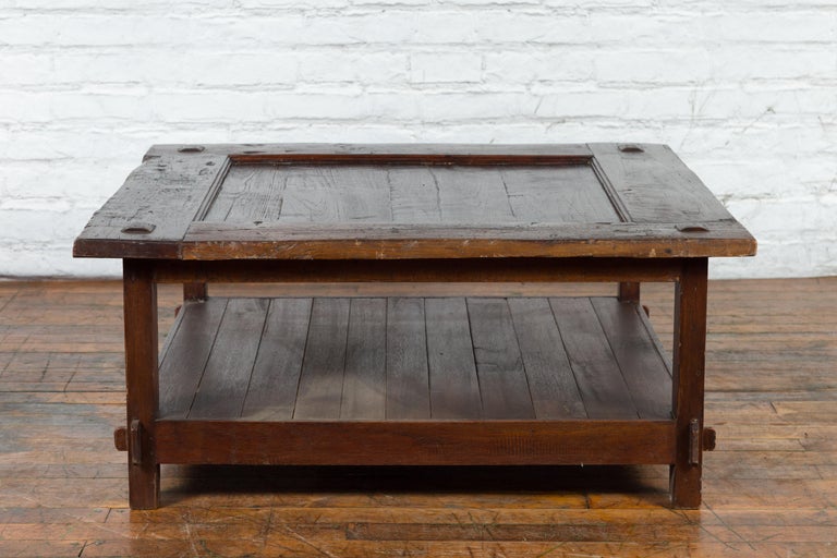 Dutch Colonial Late 19th Century Wooden Coffee Table with Planked Top ...