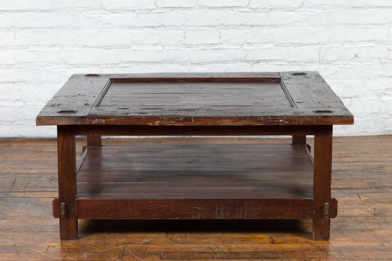 Dutch Colonial Late 19th Century Wooden Coffee Table with Planked Top ...