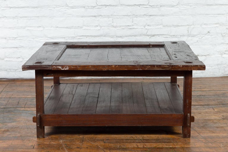 Dutch Colonial Late 19th Century Wooden Coffee Table with Planked Top ...