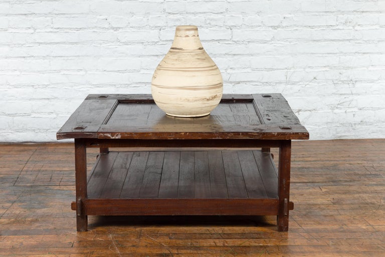 Dutch Colonial Late 19th Century Wooden Coffee Table with Planked Top ...