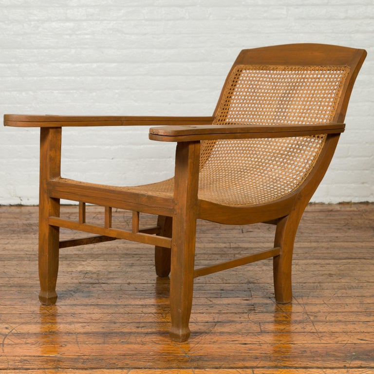 Dutch Colonial Vintage Plantation Lounge Chair with Curving Seat and ...