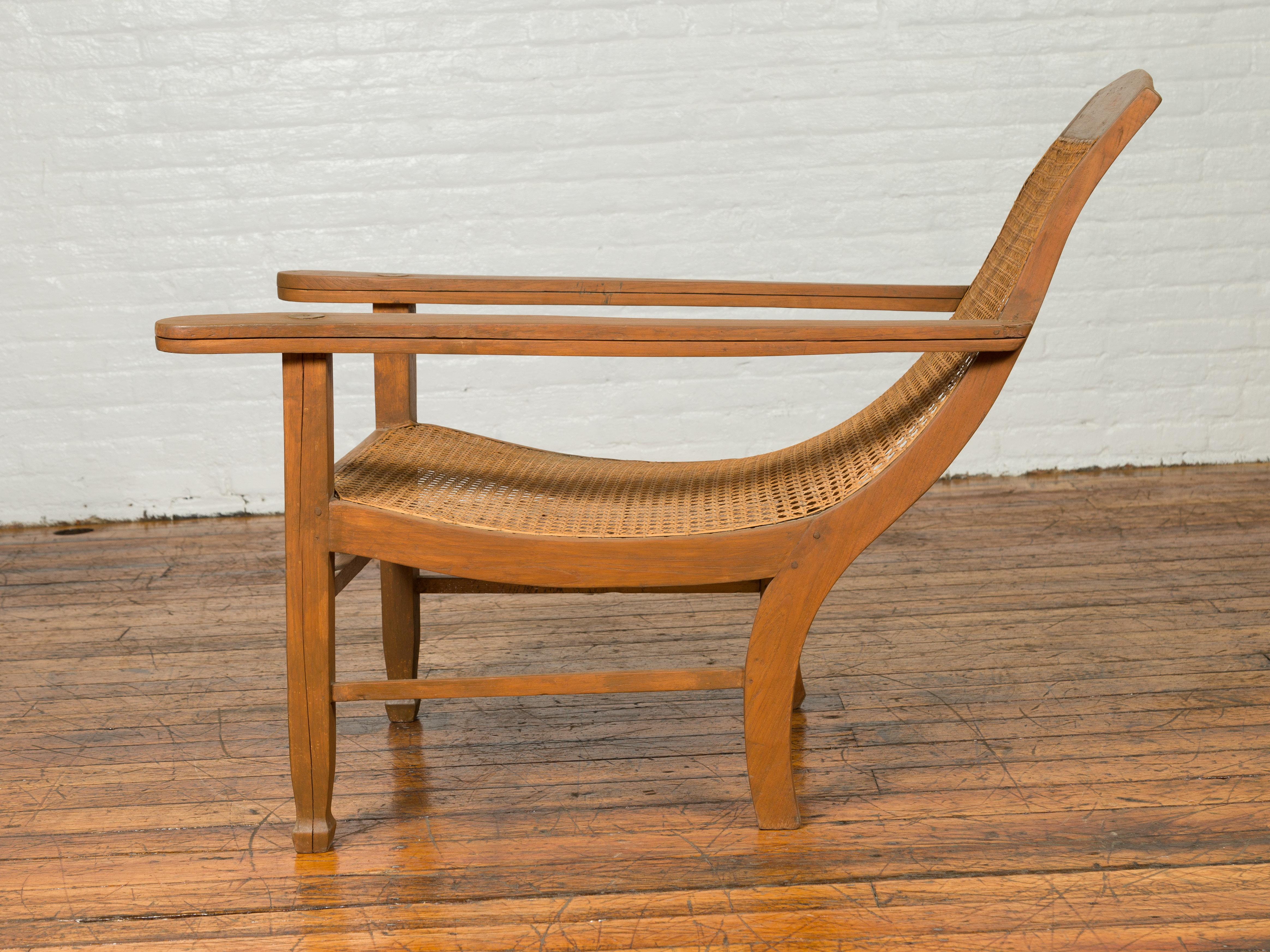 Dutch Colonial Vintage Plantation Lounge Chair with Curving Seat and ...