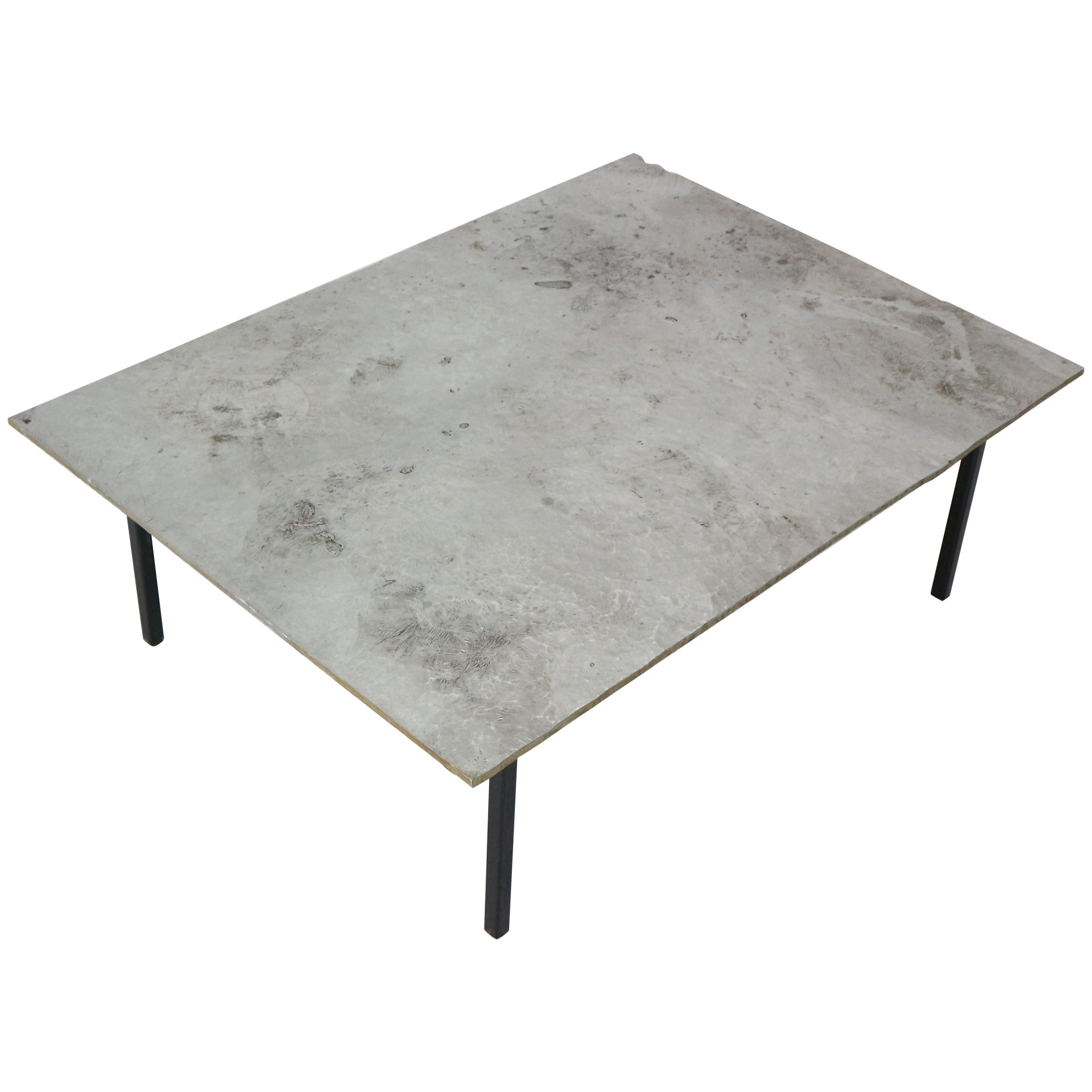 1990s Coffee Table in Aluminium and Glass For Sale at 1stDibs