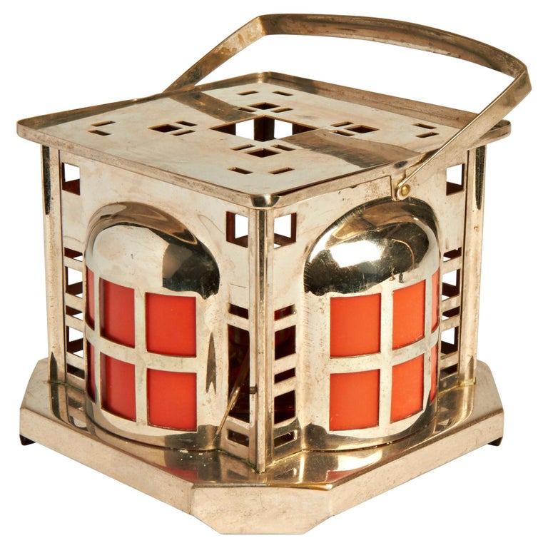 Dutch De Stijl Nickel and Bakelite Square Oil Lamp/Table Warmer by ...