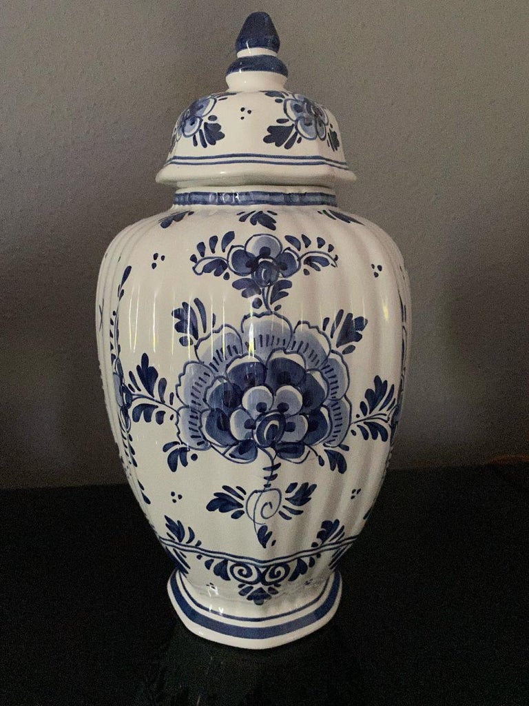 Dutch Delft Blue Handpainted Vase For Sale at 1stDibs