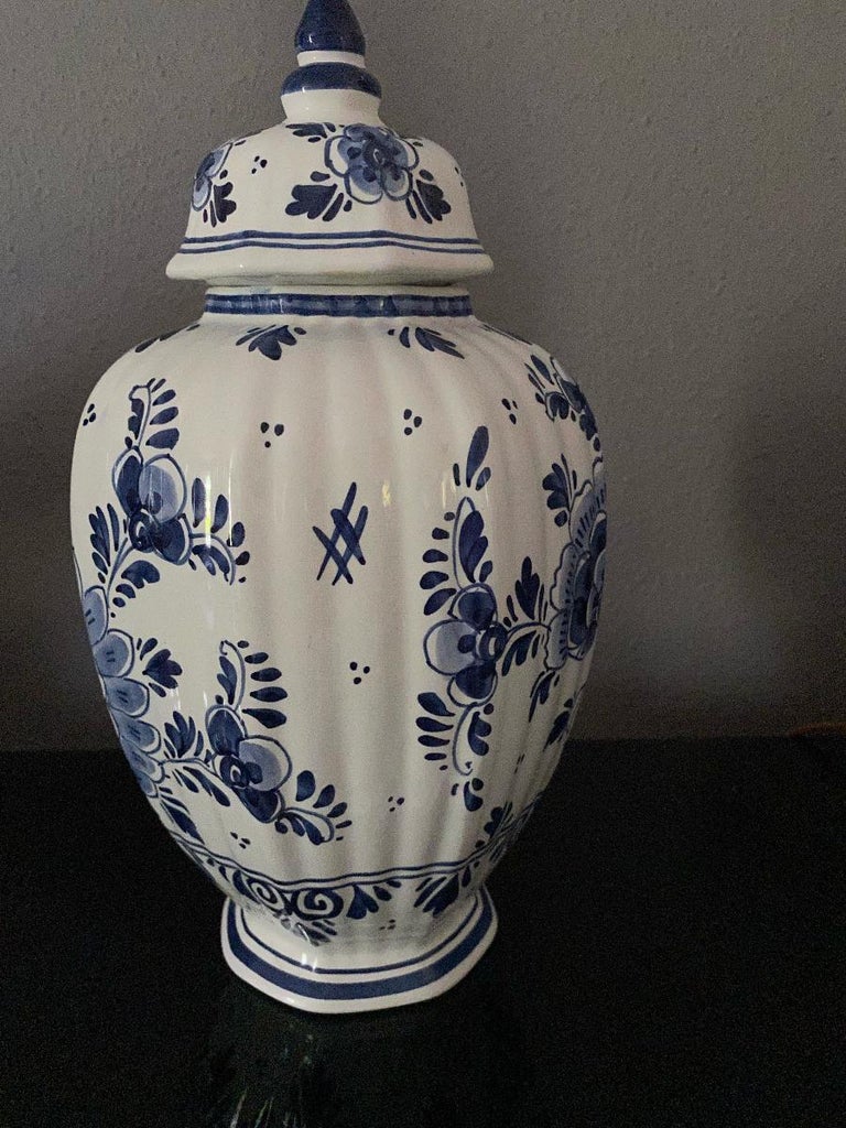 Dutch Delft Blue Handpainted Vase For Sale at 1stDibs