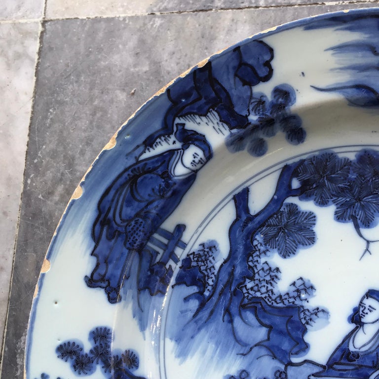 Dutch Delft Charger with Chinoiserie Decor in Transition Style, 17th ...