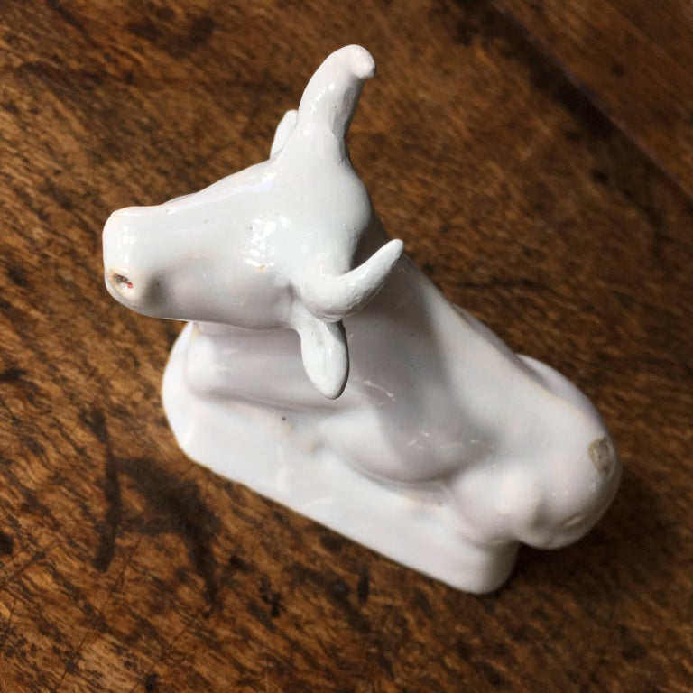Dutch Delft Cow, Left in the White, 18th Century For Sale at 1stDibs