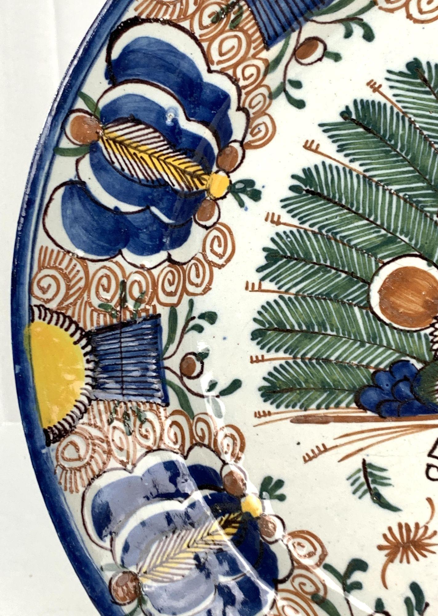 Dutch Delft Peacock Charger Mid-18th Century Decorated in Polychrome ...