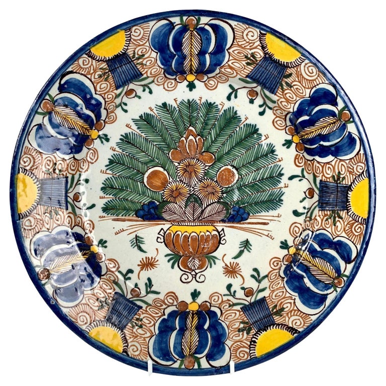 Dutch Delft Peacock Charger Mid-18th Century Decorated in Polychrome ...