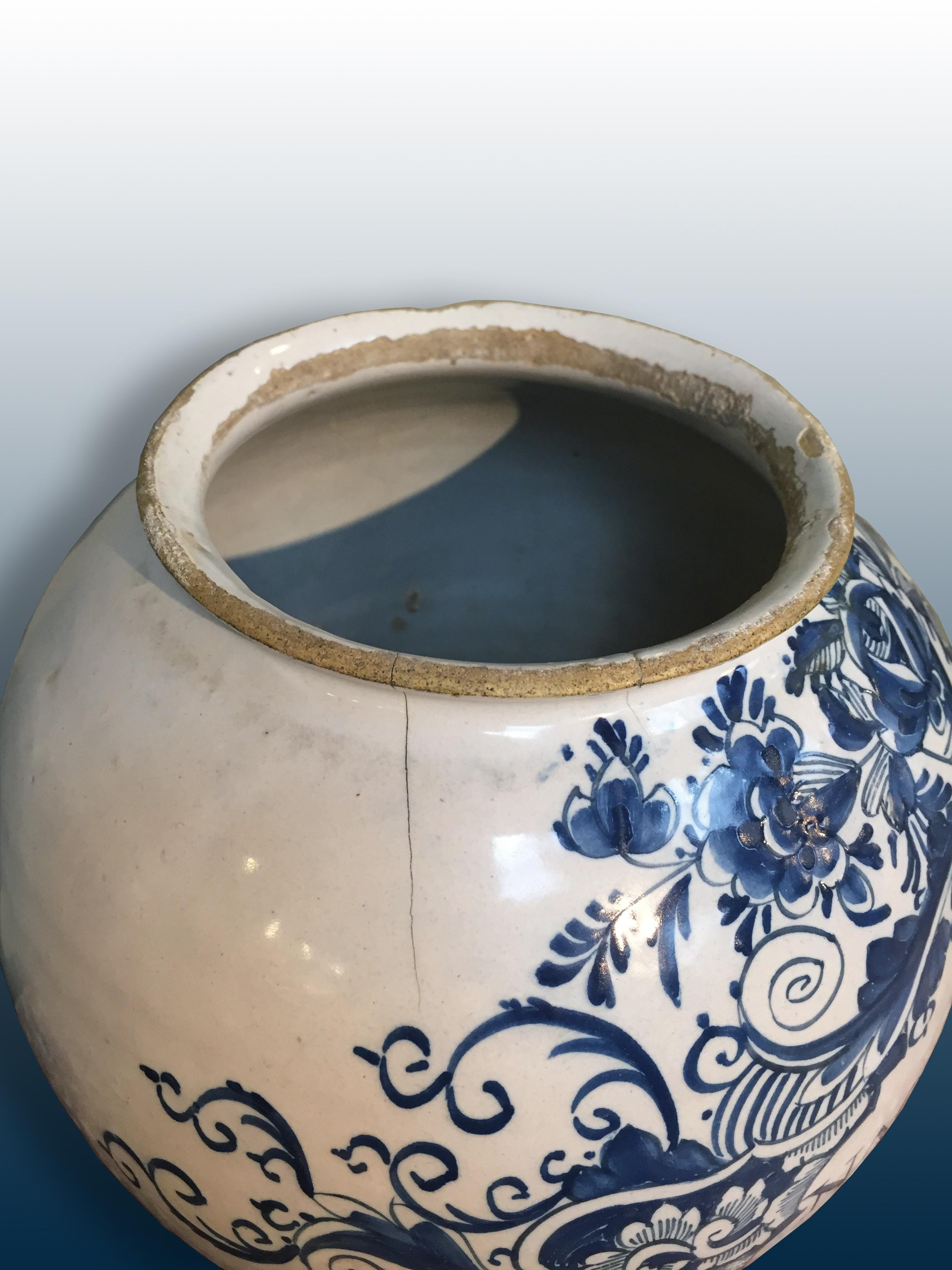 Dutch Delftware Tobacco Jar with Brass Lid, 18th Century at 1stDibs ...