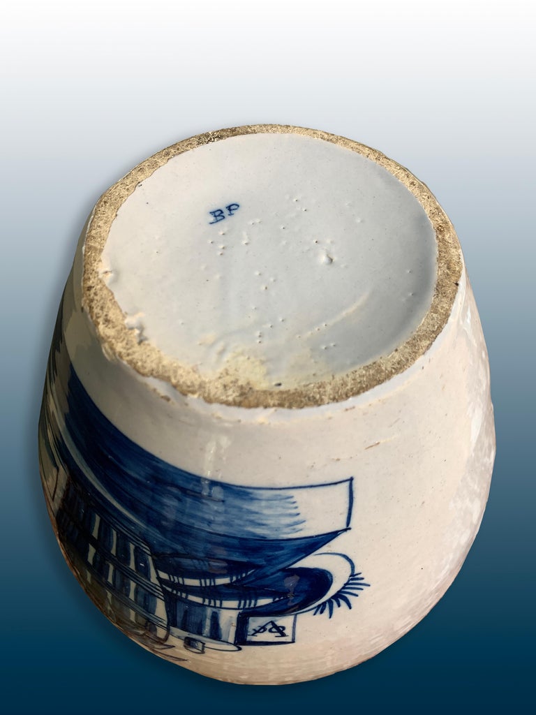 Dutch Delftware VOC Tobacco Jar with Brass Lid, 18th Century at 1stDibs