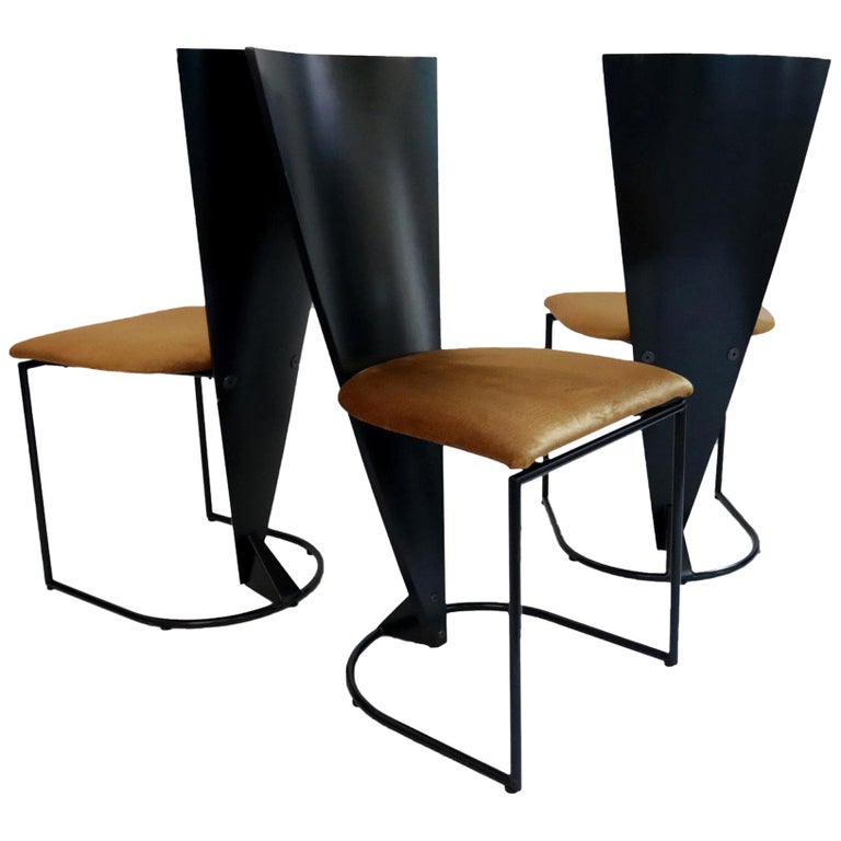 4 Dutch Design Harvink Zino Memphis Design Chairs Gold Black For Sale ...