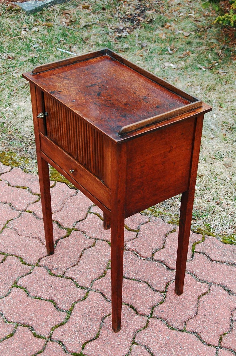 Dutch Early 19th Century Tambour Side Table with Drawer and Cabinet in ...