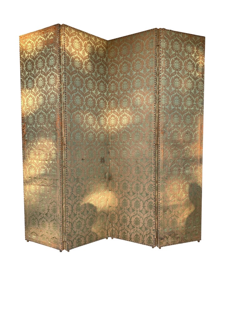Dutch Embossed and Painted Leather Screen at 1stDibs