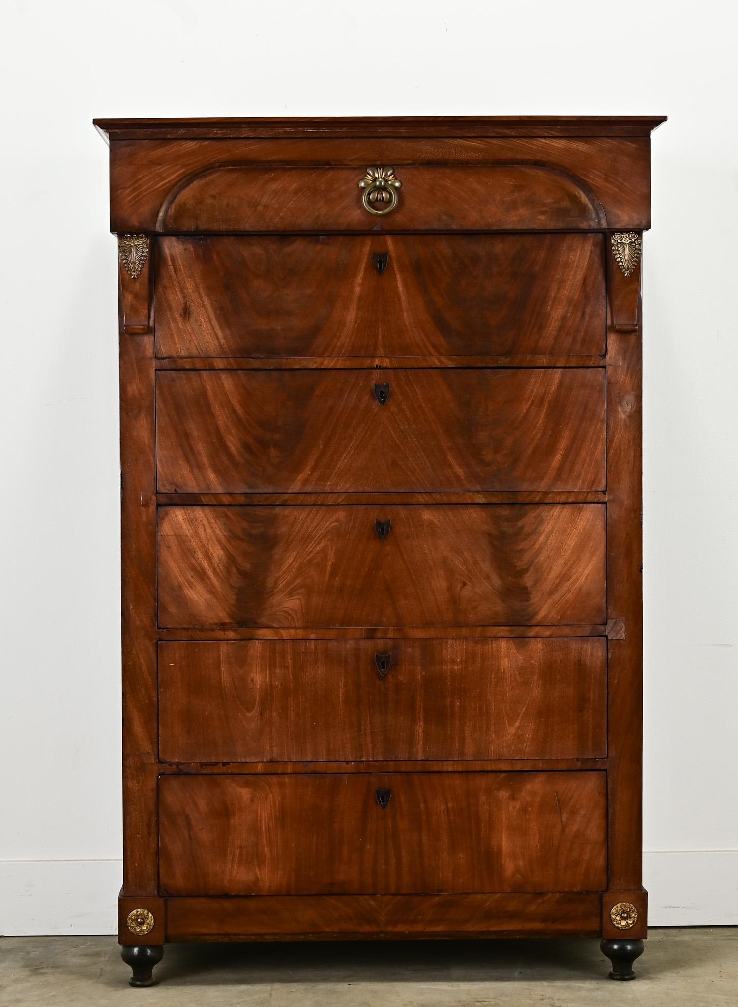 Dutch Empire Style Mahogany 6-Drawer Chest For Sale at 1stDibs