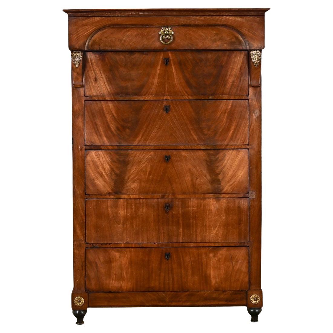 Dutch Empire Style Mahogany 6-Drawer Chest For Sale at 1stDibs