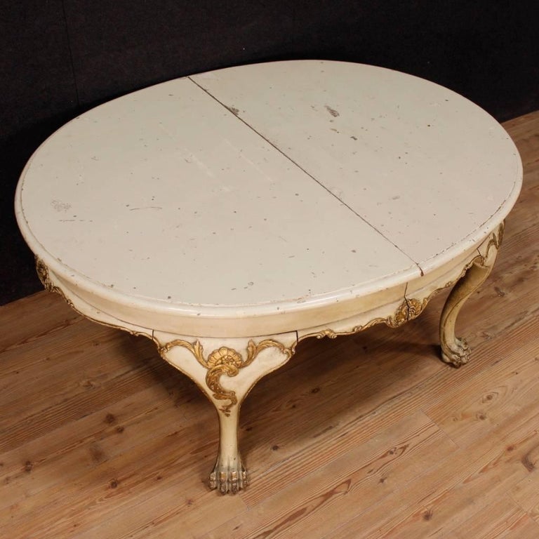 Dutch Extendable Dining Table in Lacquered and Giltwood from 20th ...