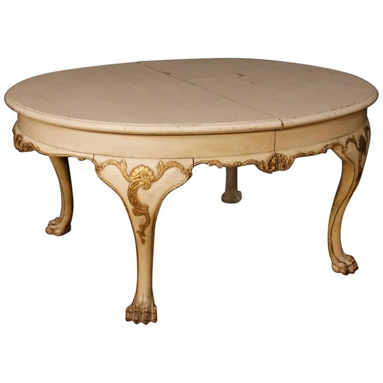 Dutch Extendable Dining Table in Lacquered and Giltwood from 20th ...