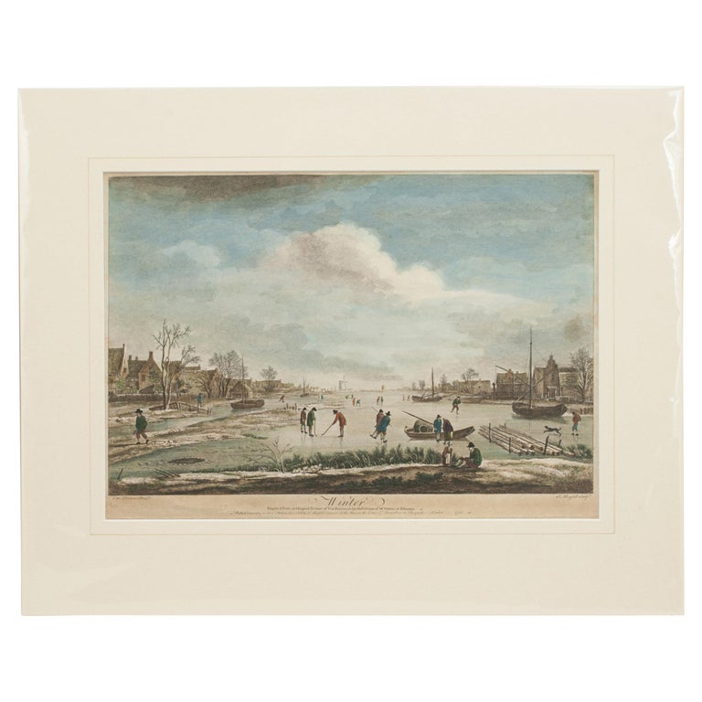 Dutch Kolf Print, Winter, Golf Engraving For Sale at 1stDibs