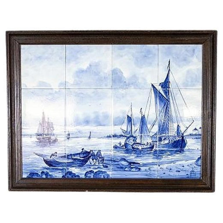 Dutch Landscape Made of Ceramic Tiles, Faience from Delft, circa 1960s ...