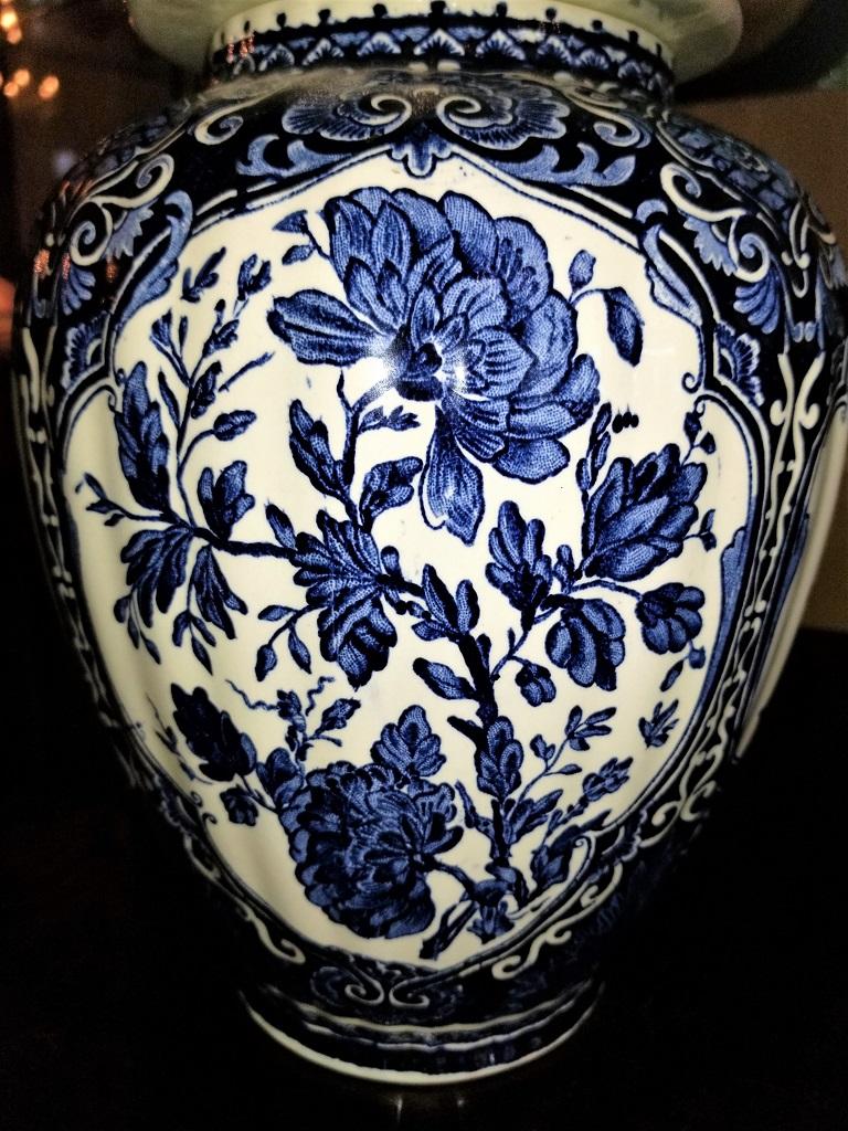 Dutch Large Boch Delft Foo Dog Royal Sphinx Lidded Vase or Urn at ...