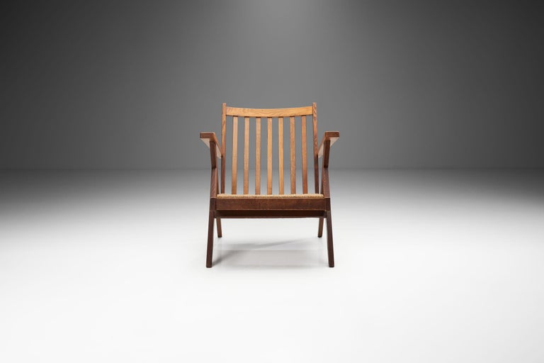 Dutch Lounge Chair with Woven Rush Seat, the Netherlands, 1950s For ...