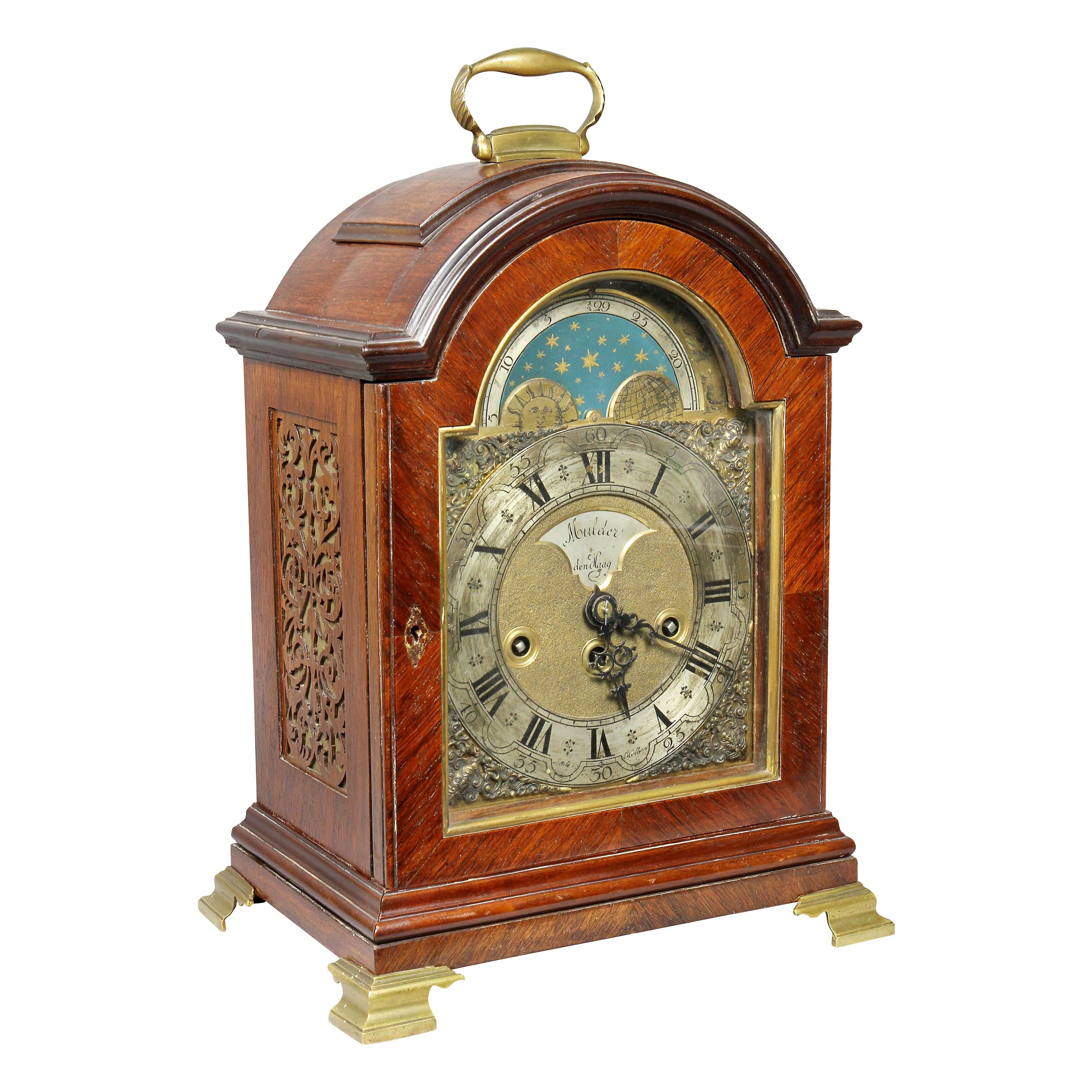 Dutch Mahogany and Brass Mounted Mantle Clock at 1stDibs