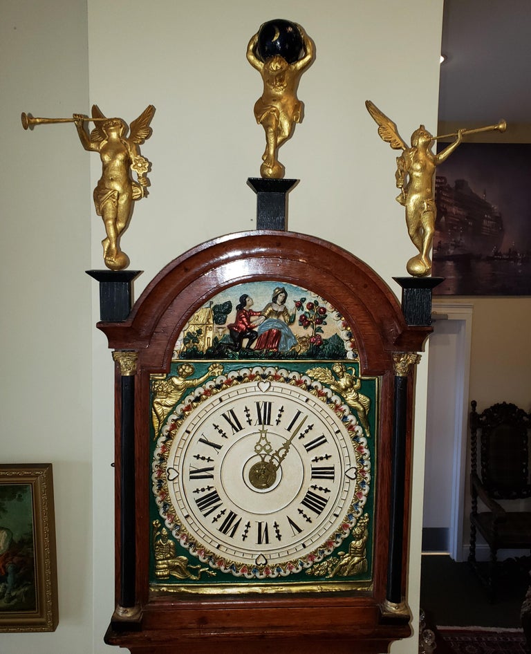 Dutch Mahogany Friesian 30 Hour Wall Clock For Sale at 1stDibs