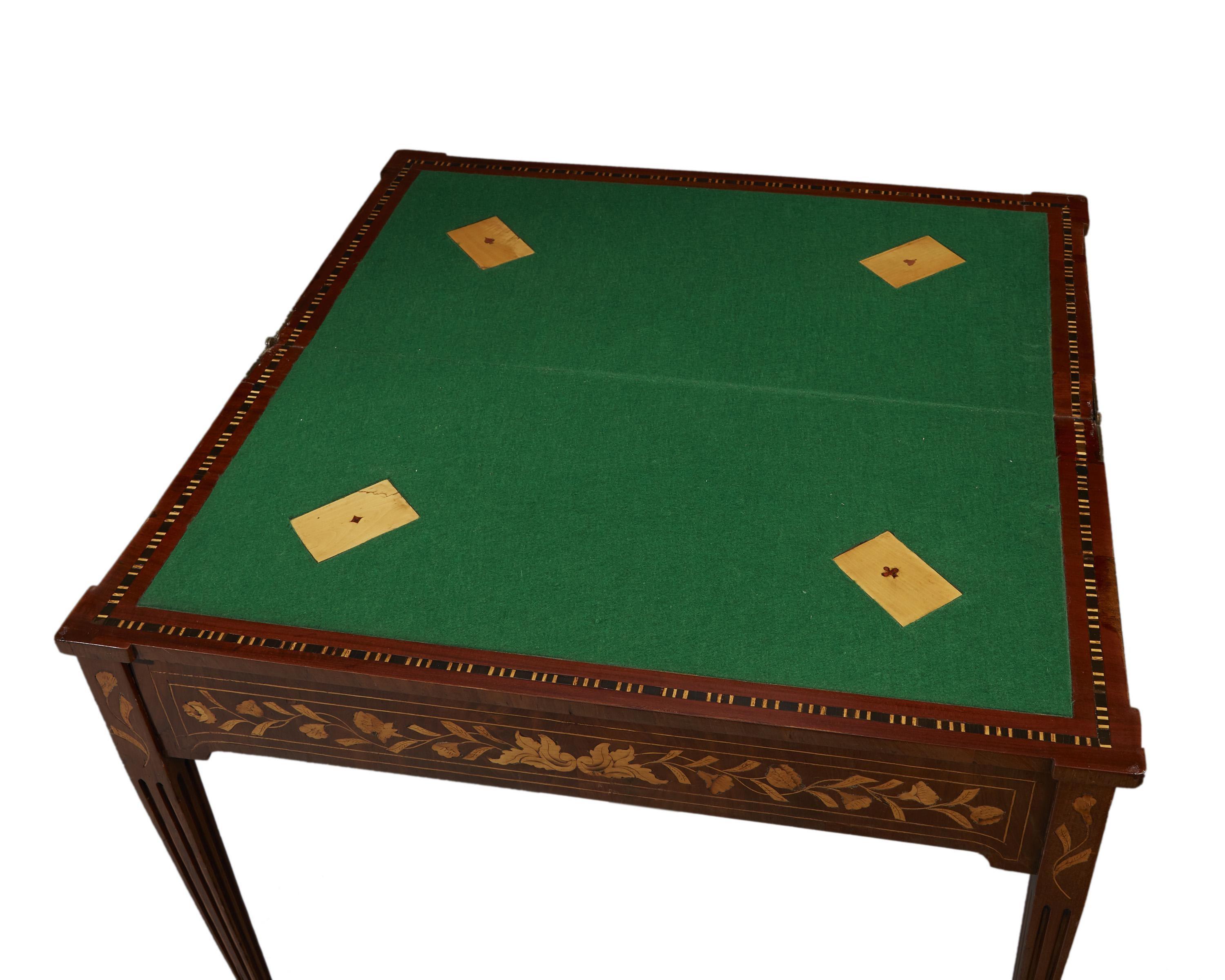 Dutch Marquetry Flip-Top Card Table, 19th Century For Sale at 1stDibs