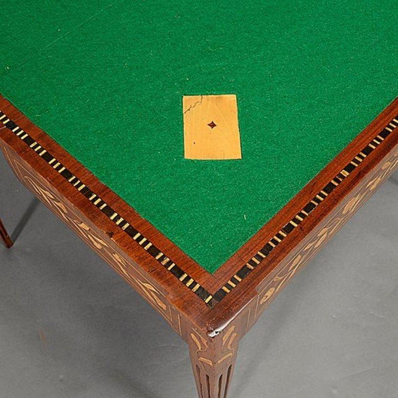 Dutch Marquetry Flip-Top Card Table, 19th Century For Sale at 1stDibs