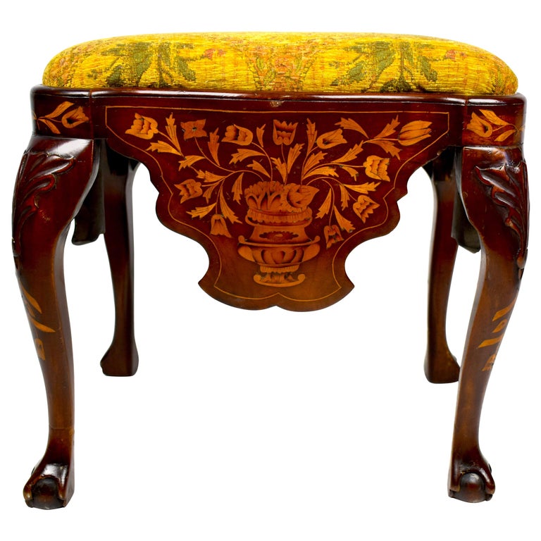 Dutch Marquetry Stool For Sale at 1stDibs
