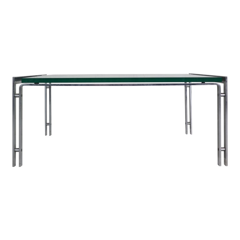 Dutch Metaform Large Steel and Glass Coffee Table by Hank Kwint, 1970 ...