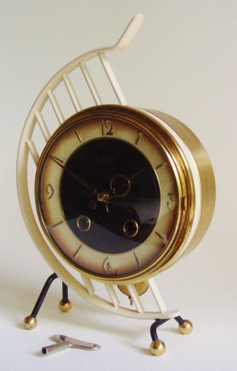 Dutch Midcentury, Avant Garde, Brass and Polychrome Enamel Pendulum ...