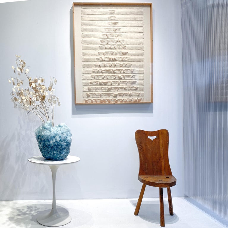 Dutch Minimalist / Zero Textile Woven Lines Artwork in White Fabric For ...
