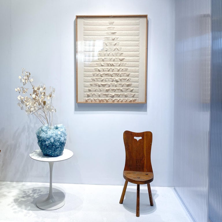 Dutch Minimalist / Zero Textile Woven Lines Artwork in White Fabric For ...
