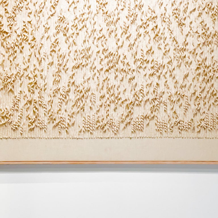 Dutch Minimalist / Zero Textile Woven Lines Artwork in White Fabric For ...