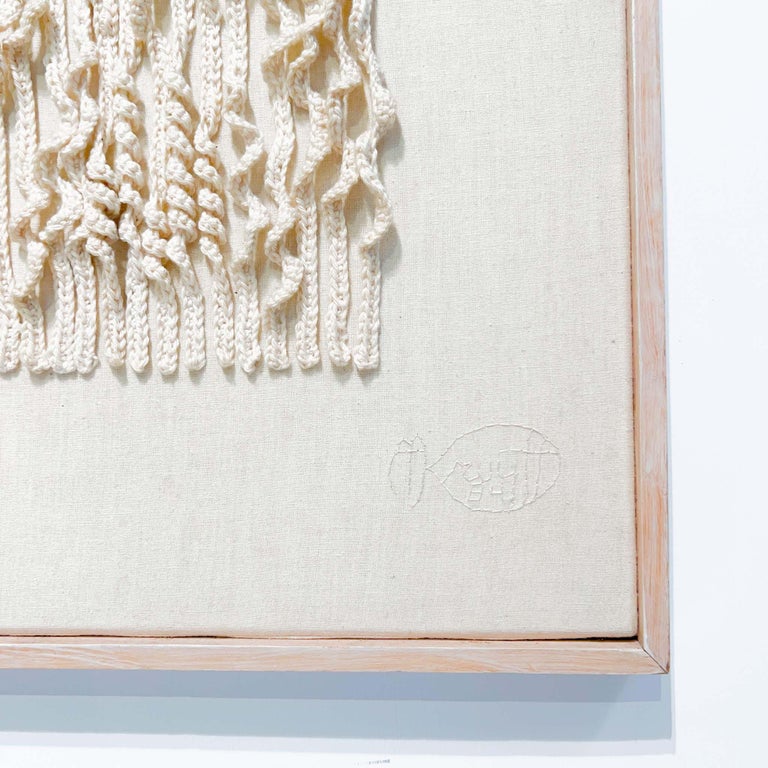 Dutch Minimalist / Zero Textile Woven Lines Artwork in White Fabric For ...
