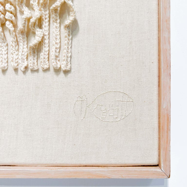 Dutch Minimalist / Zero Textile Woven Lines Artwork in White Fabric For ...