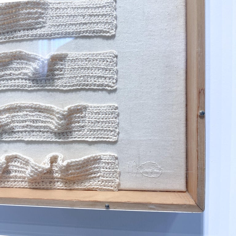 Dutch Minimalist / Zero Textile Woven Lines Artwork in White Fabric For ...