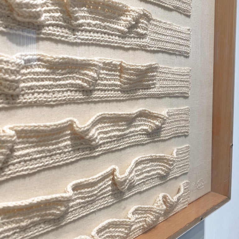 Dutch Minimalist / Zero Textile Woven Lines Artwork in White Fabric For ...