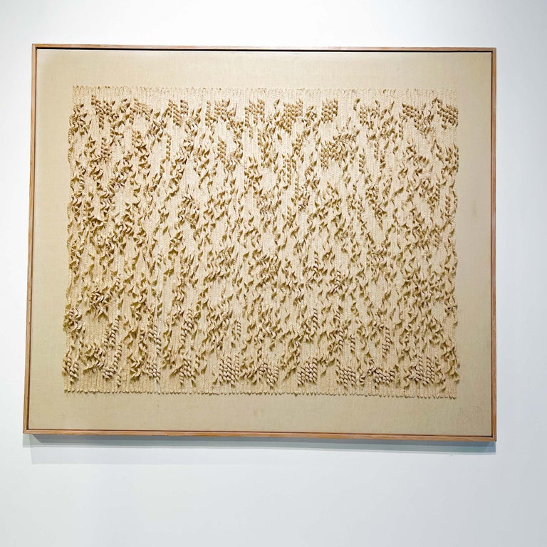 Dutch Minimalist / Zero Textile Woven Lines Artwork in White Fabric For ...