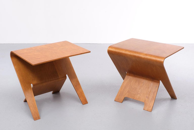 Dutch Modernist Bent Birch Plywood Nesting Tables UMS Pastoe 1950s For Sale at 1stDibs