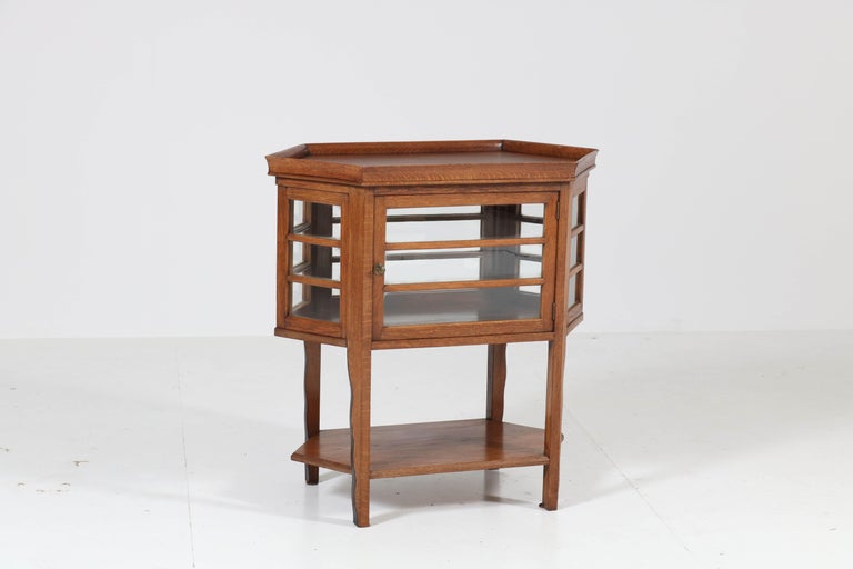 Dutch Oak Art Deco Amsterdam School Hexagonal Tea Cabinet, 1920s at 1stDibs