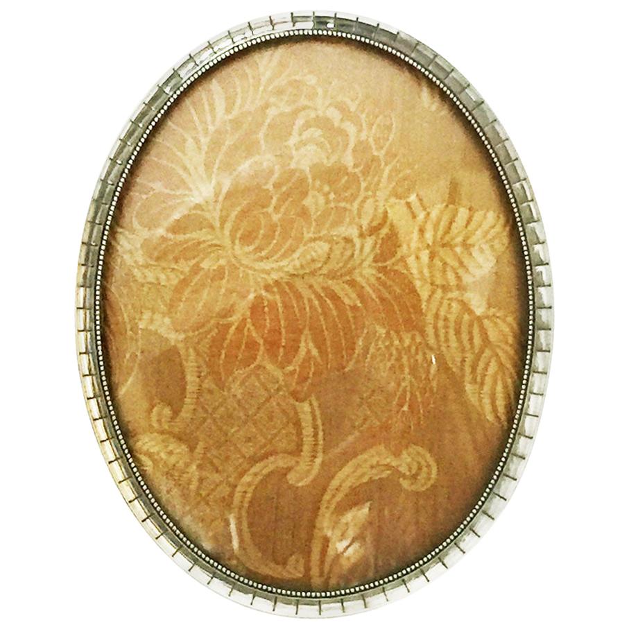 Dutch Oval Silver Photo Frame with Motif and Convex Hand Blown Glass ...