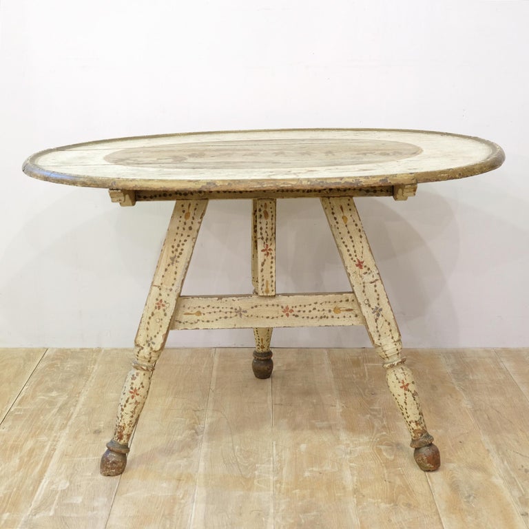 Dutch Painted Folding Table, Rustic Rural Scene, 19th Century, Original ...
