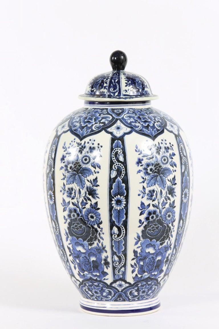 Dutch Porcelain Covered Decorative Urn For Sale at 1stDibs