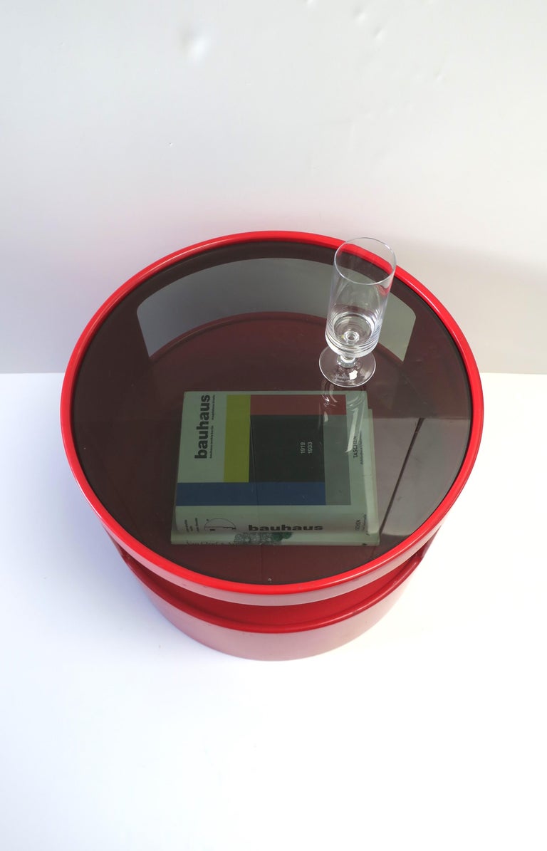 Dutch Postmodern Red Side Drinks Table w/Shelf by Erik van Buijtenen ...