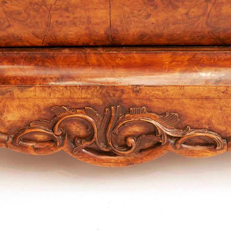 Antique Dutch Rococo Burl Walnut Bookcase Cabinet, circa 1770s For Sale ...